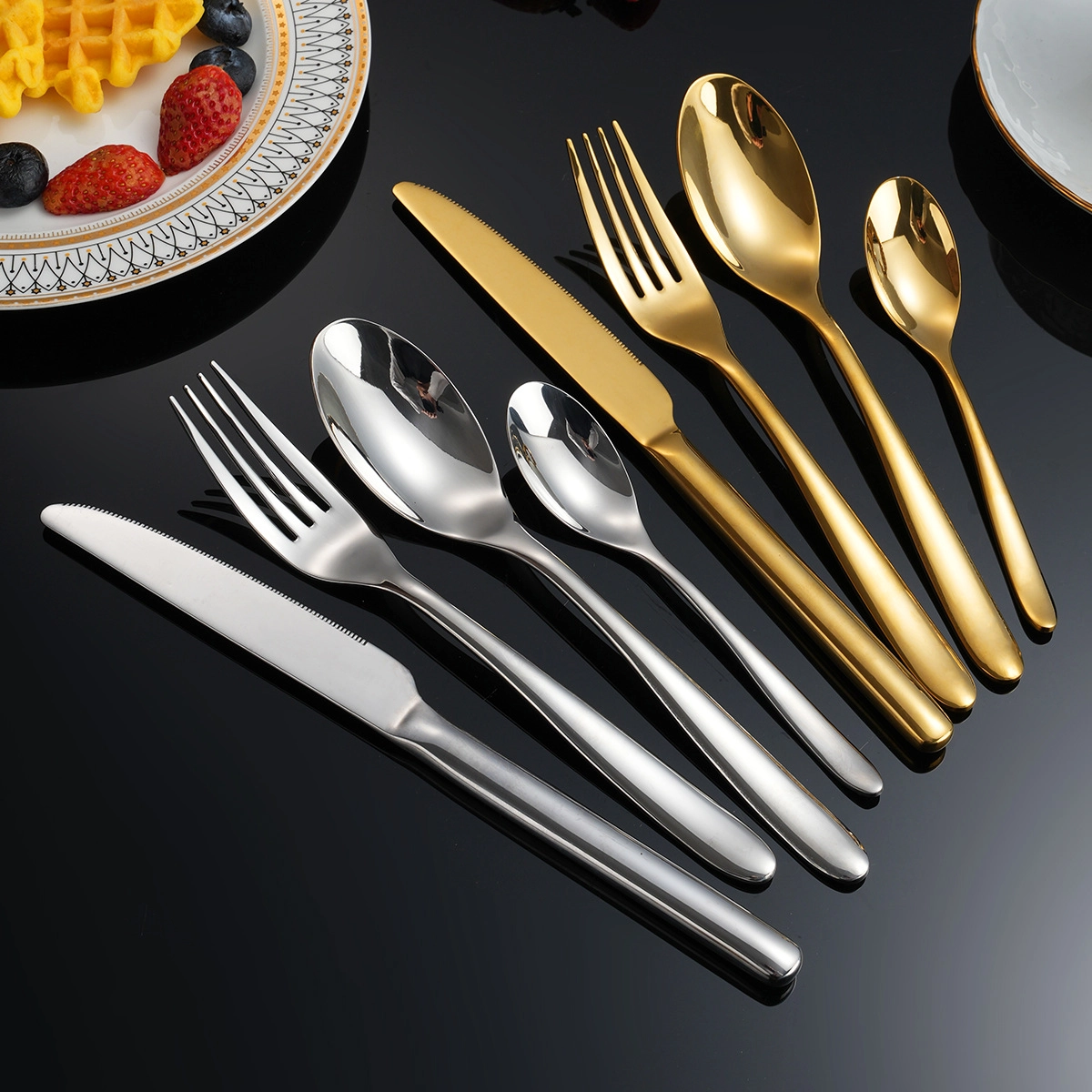 Bulk Flatware for Wedding, Gold Silver Cutlery Sets Custom ...